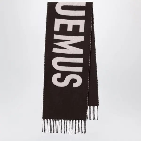 Jacquemus Dark Wool Scarf With Logo - Brown