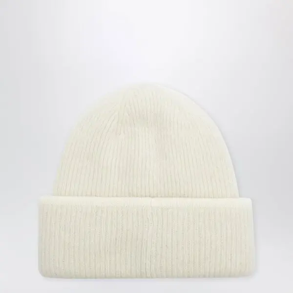 Jacquemus Gros Grain Beanie In Alpaca Blend - White