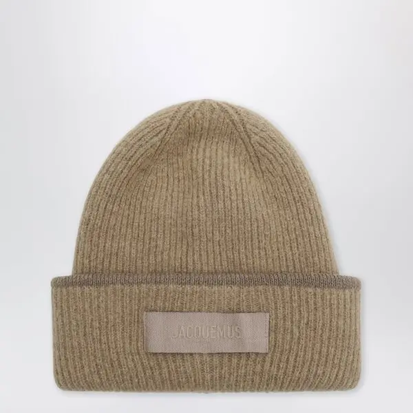 Jacquemus Gros Grain Beanie In Alpaca Blend - Beige