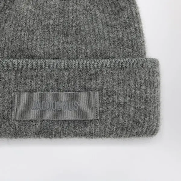 Jacquemus Dark Gros Grain Beanie In Alpaca Blend - Grey