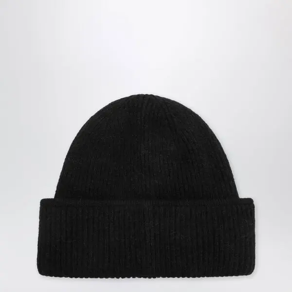 Jacquemus Gros Grain Beanie In Alpaca Blend - Black