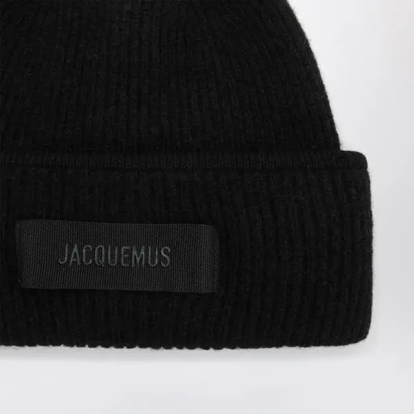 Jacquemus Gros Grain Beanie In Alpaca Blend - Black