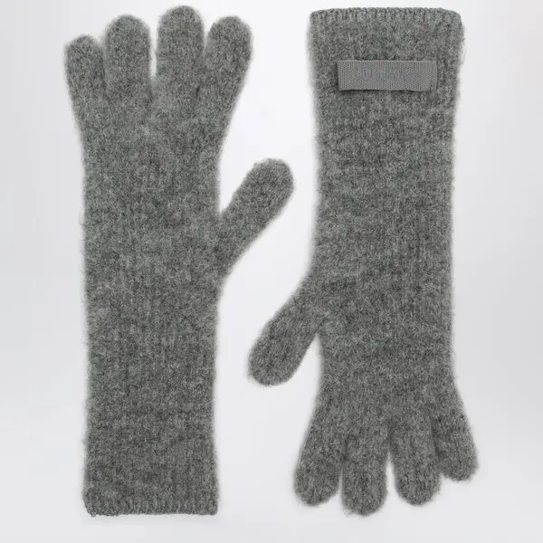 Jacquemus Dark Gros Grain Gloves In Alpaca Blend
