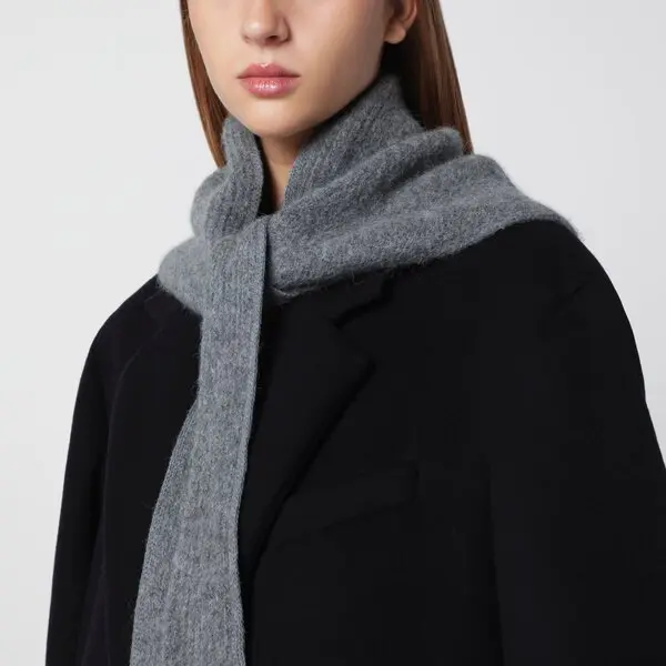 Jacquemus Dark Gros Grain Scarf In Alpaca Blend