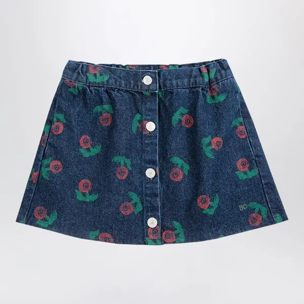 BOBO CHOSES Stamp Bloom Navy Denim Skirt