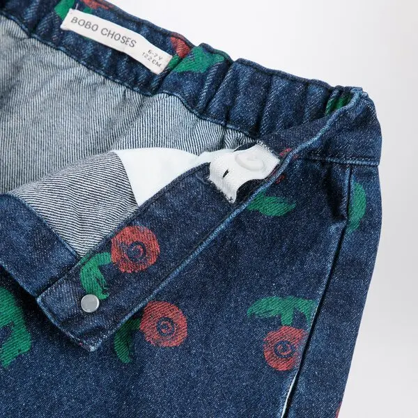 BOBO CHOSES Stamp Bloom Navy Denim Skirt