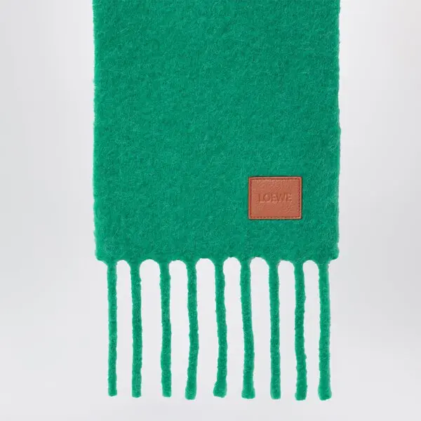 Loewe Green/blue Two-tone Scarf In Alpaca And Wool