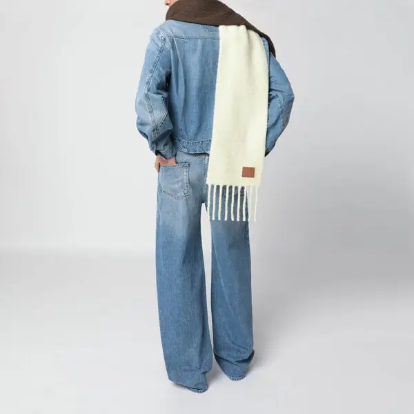 Loewe Yellow/brown Two-tone Scarf In Alpaca And Wool