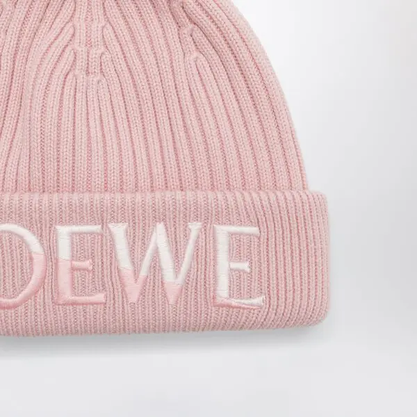 Loewe Wool Beanie With Embroidered Logo - Pink