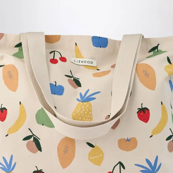 LIEWOOD Large Beige Cotton Tote Bag With Fruits Print