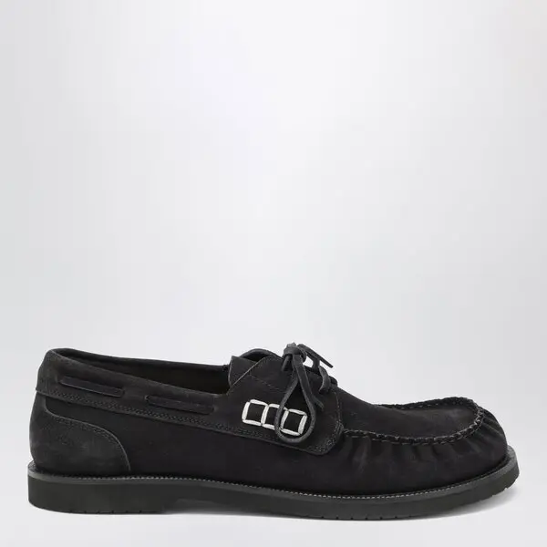 JW Anderson Midnight Blue Suede Loafers - Black