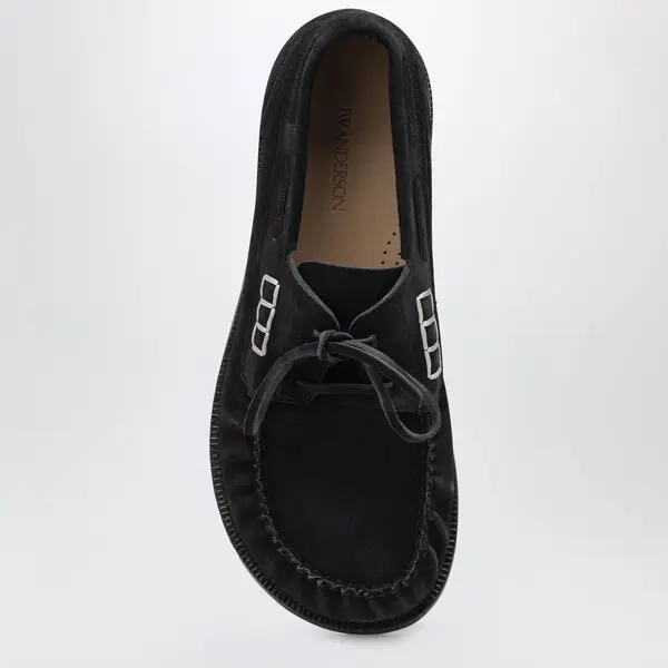 JW Anderson Midnight Blue Suede Loafers - Black