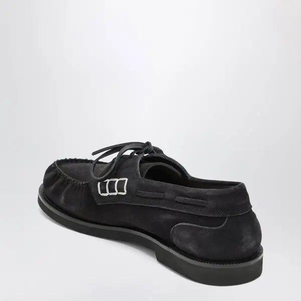 JW Anderson Midnight Blue Suede Loafers - Black