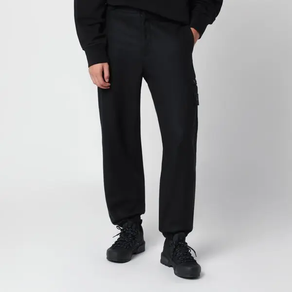 Stone Island Navy Jogging Trousers In A Wool Blend - Blue
