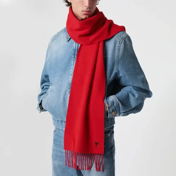 AMI Paris De Coeur Wool Scarf