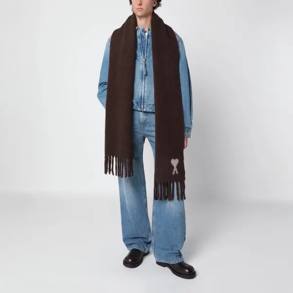 AMI Paris De Coeur Scarf In Alpaca Blend
