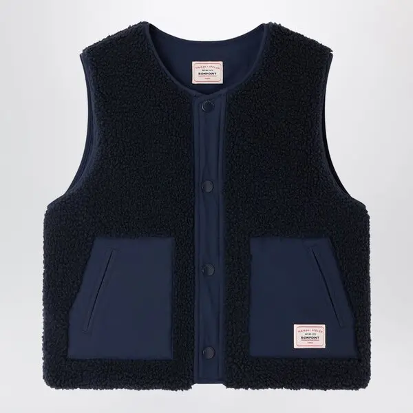Bonpoint Navy Reversible Sherpa Fleece Gilet