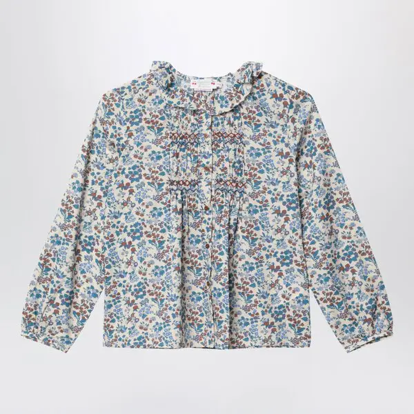 Bonpoint Cotton Blouse With Floral Print - Blue