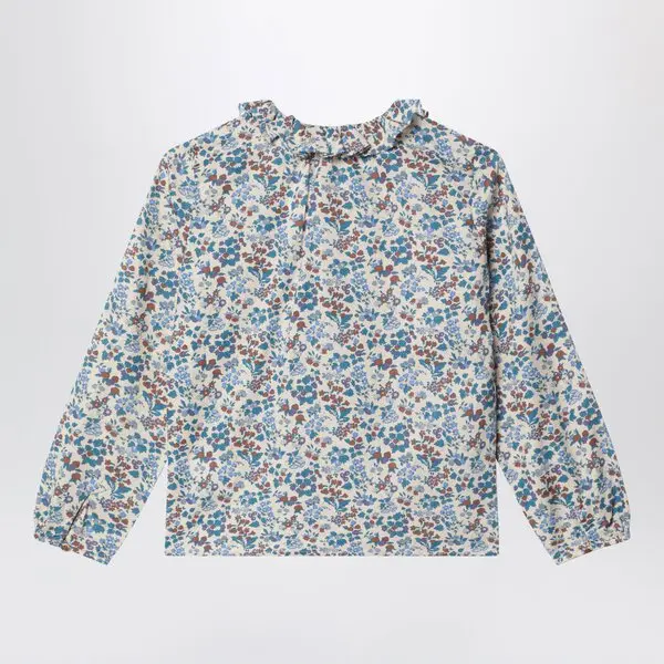 Bonpoint Cotton Blouse With Floral Print - Blue