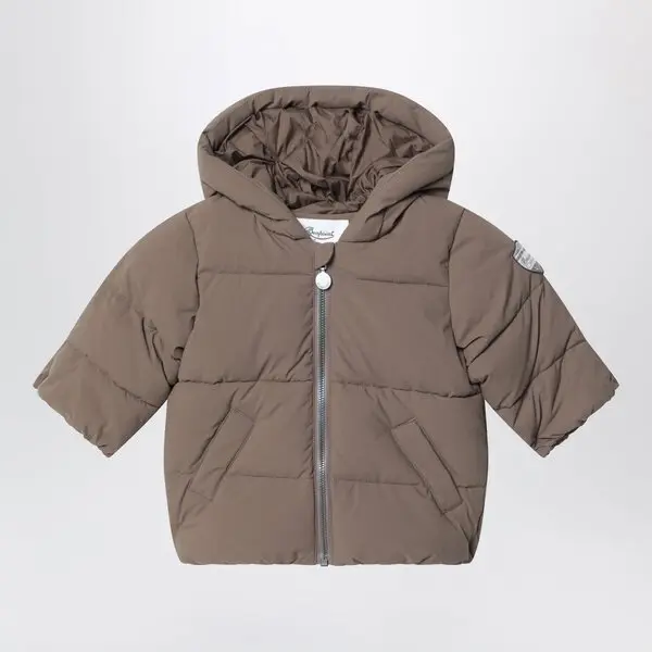Bonpoint Brown Hooded Down Jacket - Beige