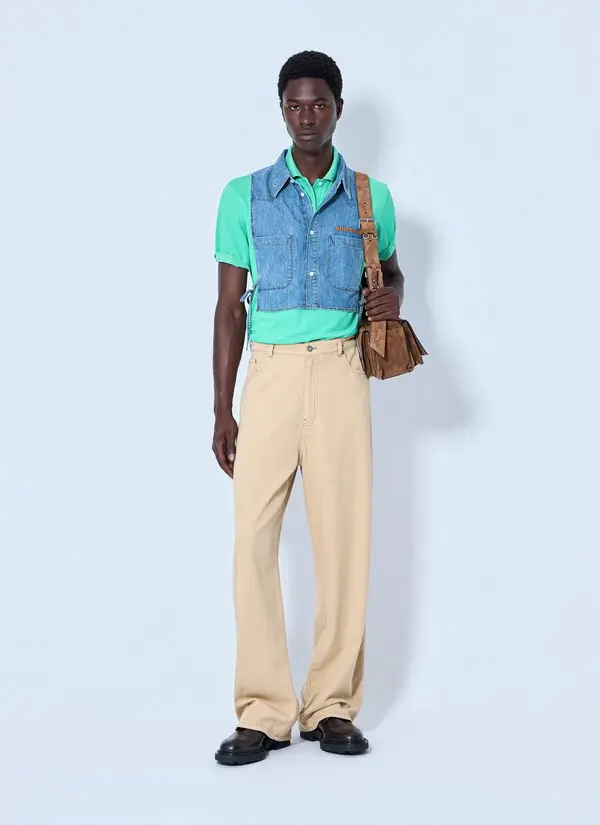 Miu Miu Cropped Chambray Tie Shirt