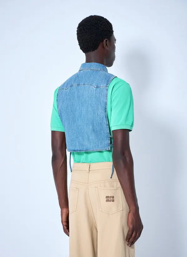 Miu Miu Cropped Chambray Tie Shirt