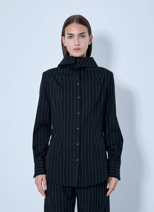 JEAN PAUL GAULTIER Hooded Striped Shirt - Black