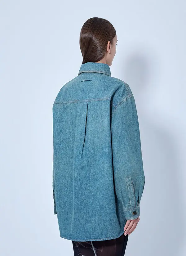 JEAN PAUL GAULTIER Face Print Oversized Denim Shirt