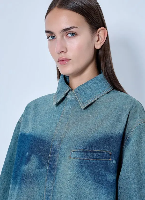 JEAN PAUL GAULTIER Face Print Oversized Denim Shirt