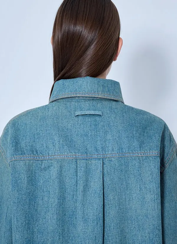 JEAN PAUL GAULTIER Face Print Oversized Denim Shirt