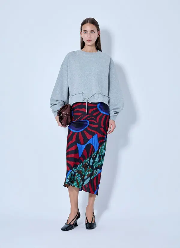 Dries Van Noten Abstract Pattern Midi Skirt - Red