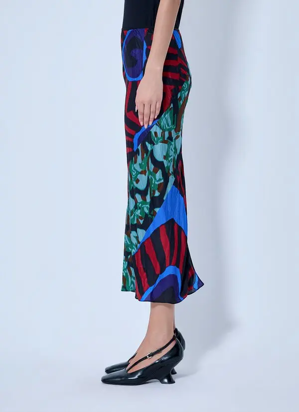 Dries Van Noten Abstract Pattern Midi Skirt - Red