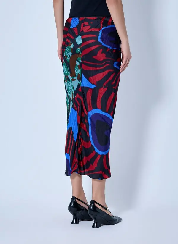 Dries Van Noten Abstract Pattern Midi Skirt - Red