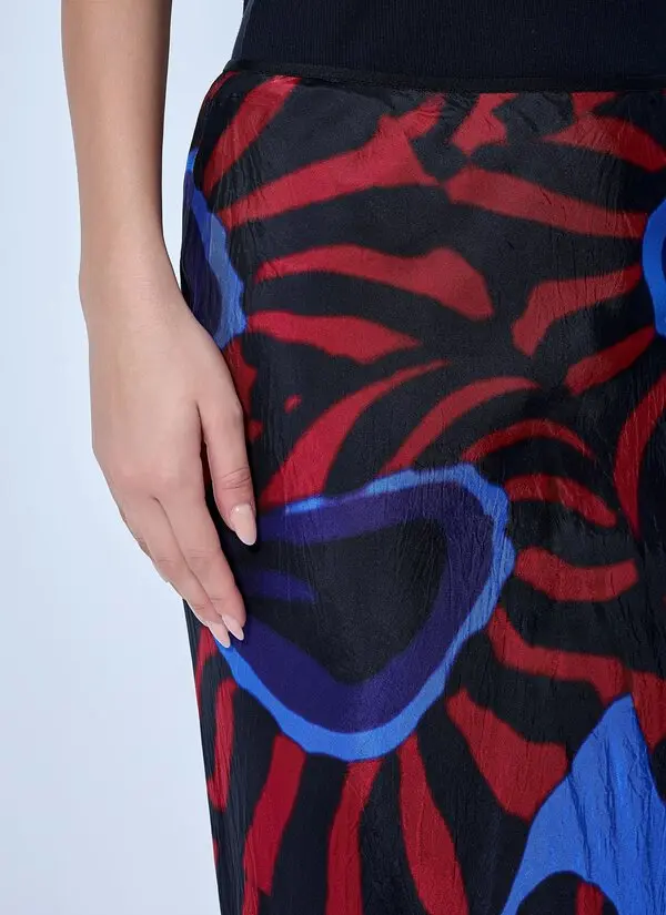 Dries Van Noten Abstract Pattern Midi Skirt - Red