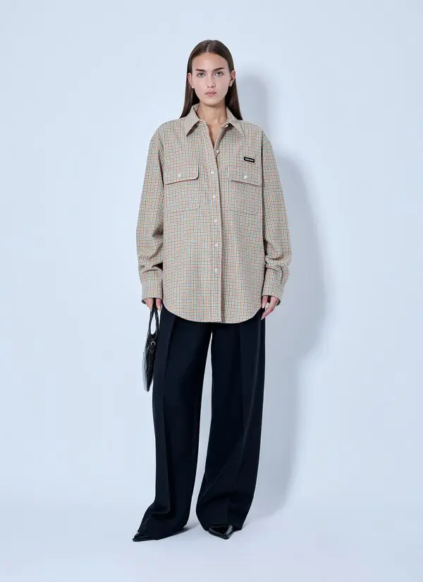 Miu Miu Checked Cotton Shirt - Orange