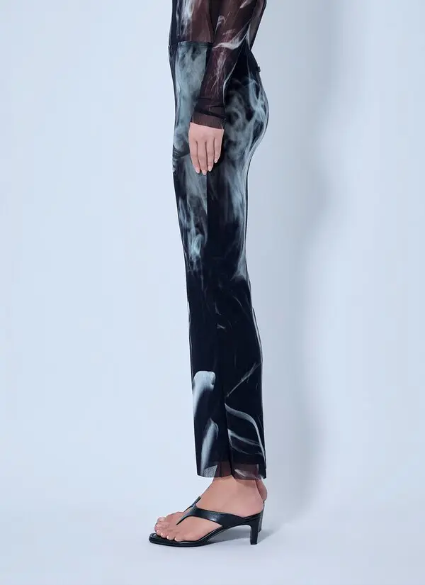 JEAN PAUL GAULTIER Mesh Printed Smoking Long Skirt - Black