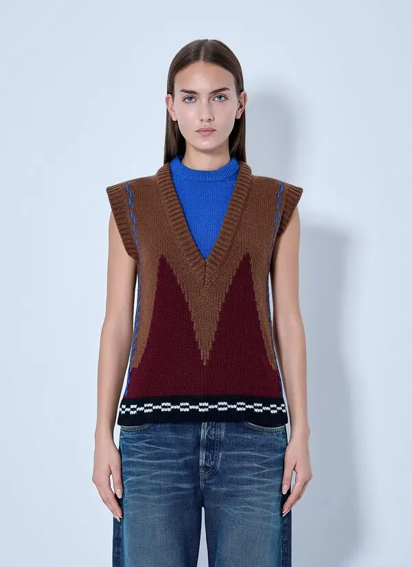 Marni Geometric Knit Sleeveless Vest