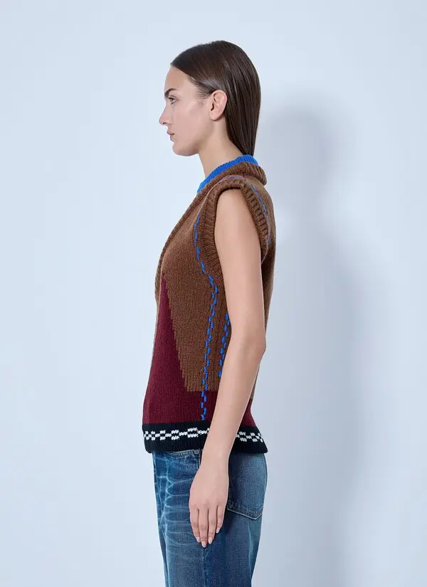 Marni Geometric Knit Sleeveless Vest