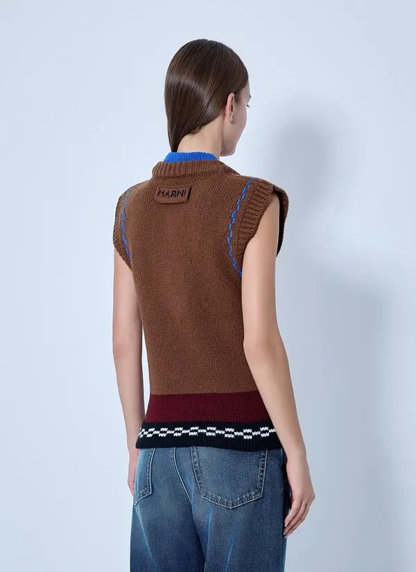 Marni Geometric Knit Sleeveless Vest