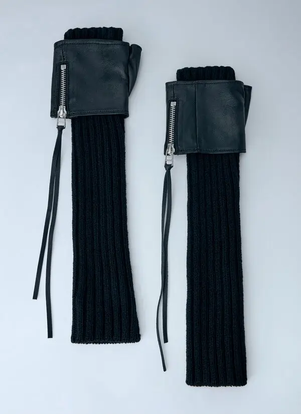 Yohji Yamamoto Long Ribbed Leather Gloves