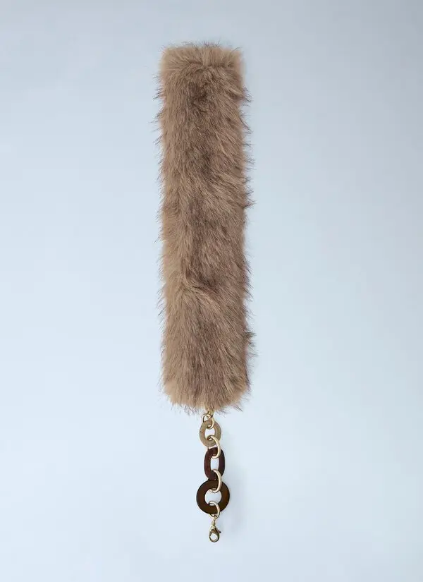 Max Mara Faux Fur Collar With Chain Links - Yellow
