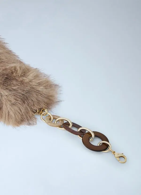 Max Mara Faux Fur Collar With Chain Links