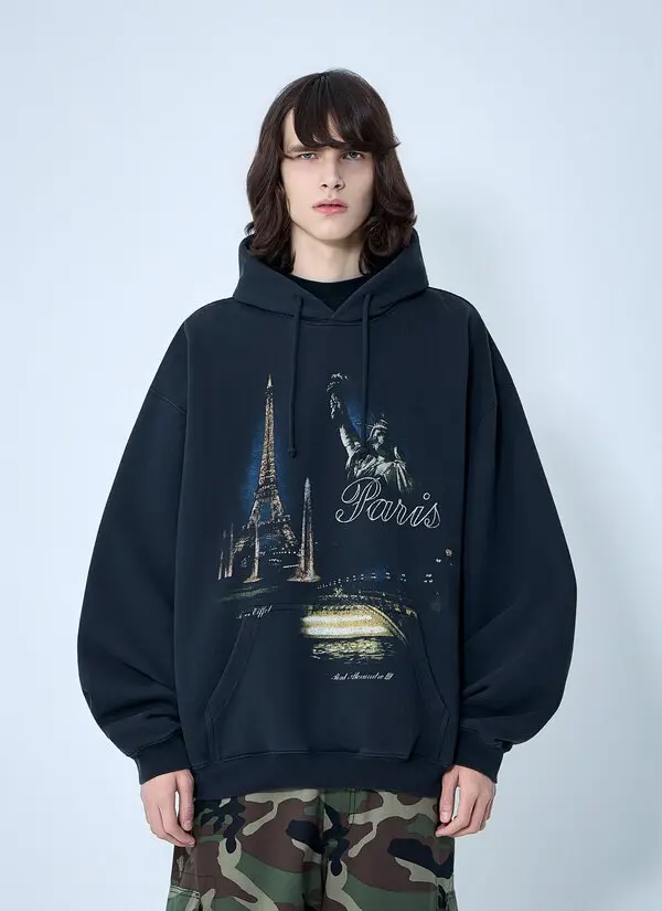 Vetements Paris Tourist Zip Up Hoodie - Black
