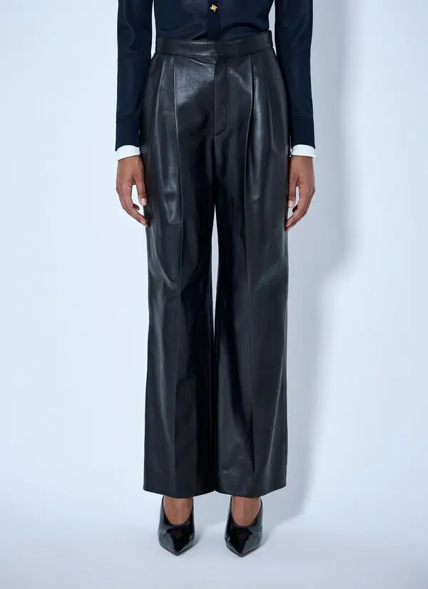 Bottega Veneta Soft Semi Shiny Nappa Trousers - Black