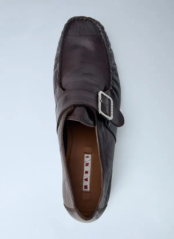 Marni Buckle Detail Leather Loafers