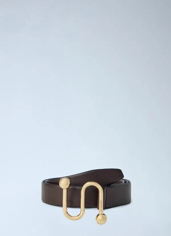 Sportmax Hook Buckle Leather Belt - Brown