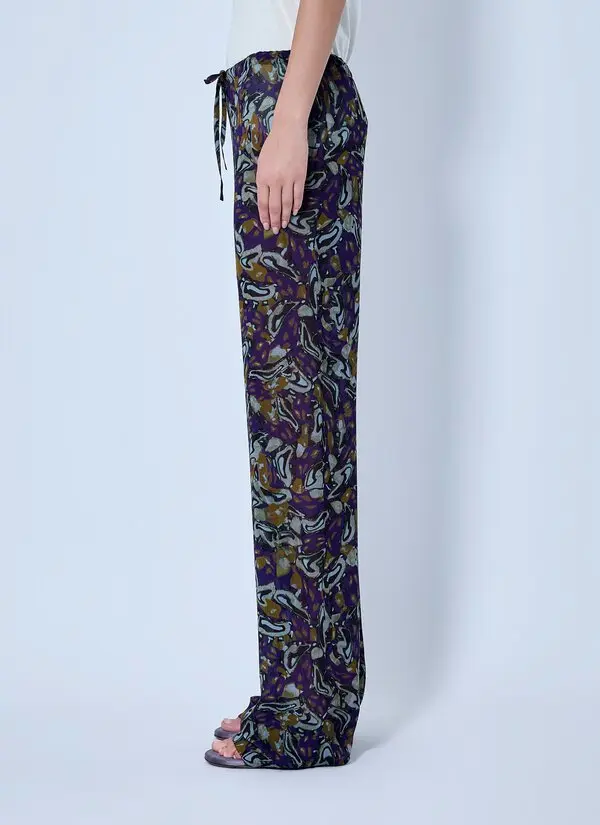 Dries Van Noten Pachas Printed Silk Straight Pants