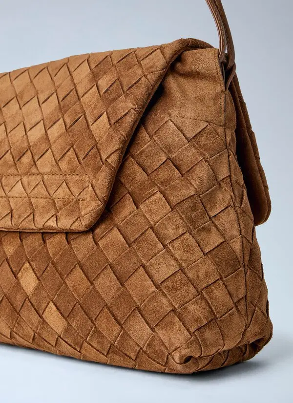 Bottega Veneta Giorno Suede Shoulder Bag - Brown