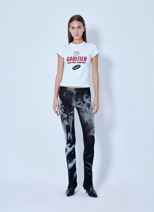 JEAN PAUL GAULTIER Mesh Printed Smoking Flare Pants