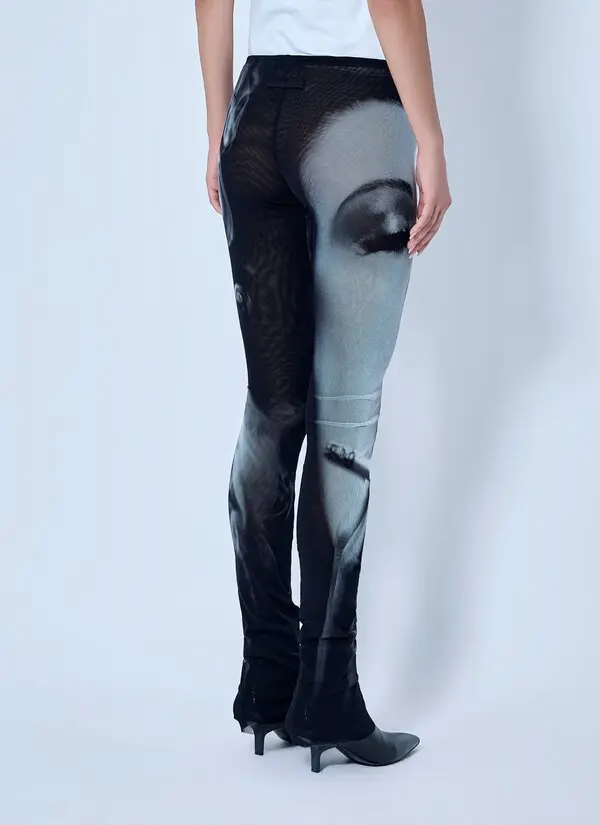 JEAN PAUL GAULTIER Mesh Printed Smoking Flare Pants